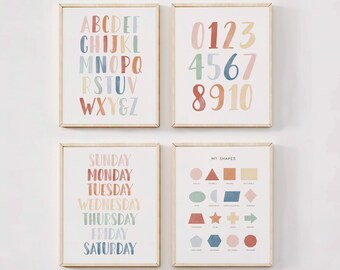 Rainbow Classroom Theme Educational Printables Set of 3 Pre-k Boho ...