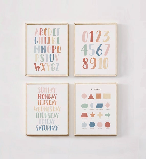 Rainbow Classroom Decor Set of 4 Prints Printable Educational - Etsy