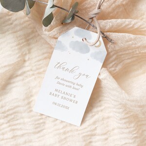 Editable Moon and Stars Baby Shower Favor Tag Template - Etsy