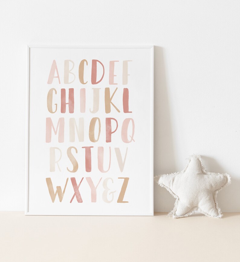 Neutral Alphabet Poster Pink Alphabet Print Printable - Etsy