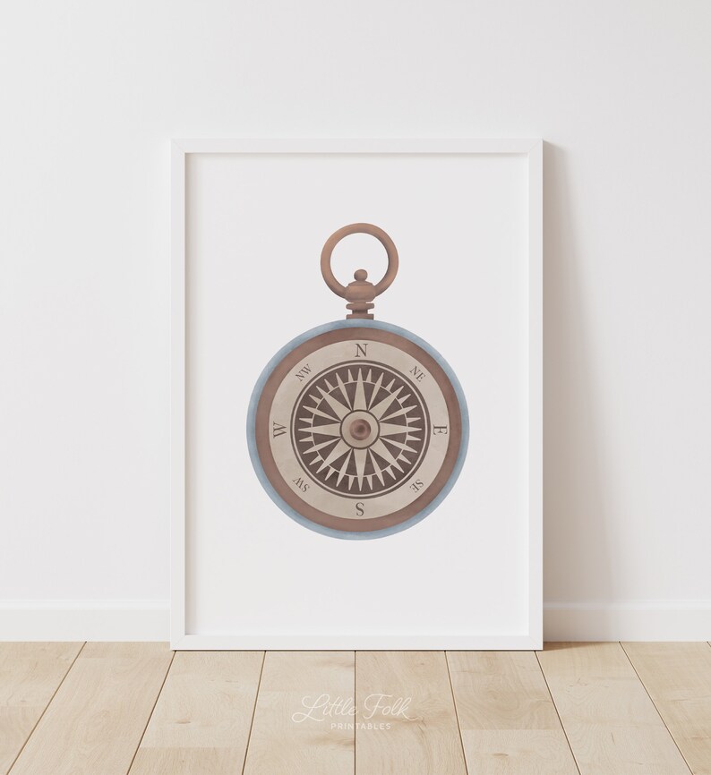 Vintage Compass Print Printable Travel Wall Art Travel | Etsy