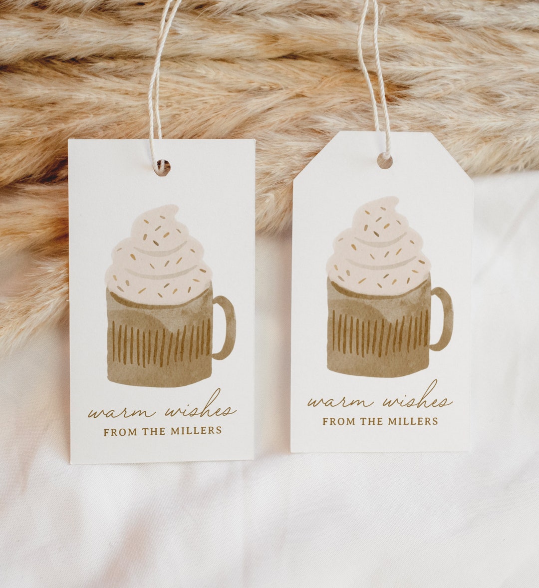 Warm Wishes Christmas Gift Tag Template, Editable Hot Chocolate Favor ...