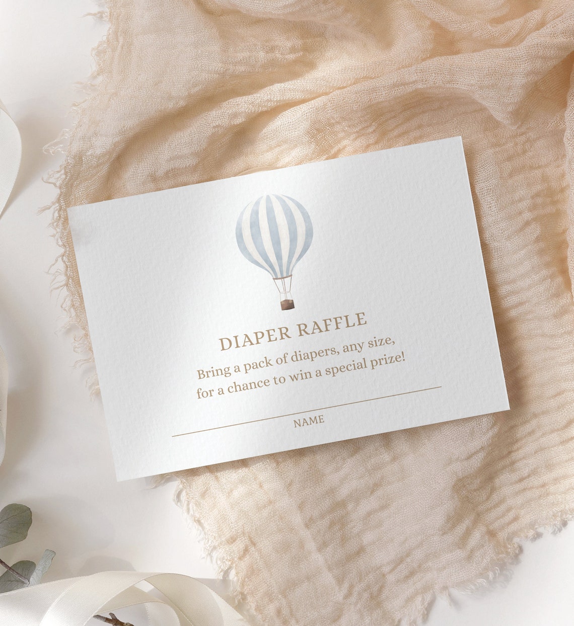 Blue Hot Air Balloon Diaper Raffle Ticket Template, Hot Air Balloon ...