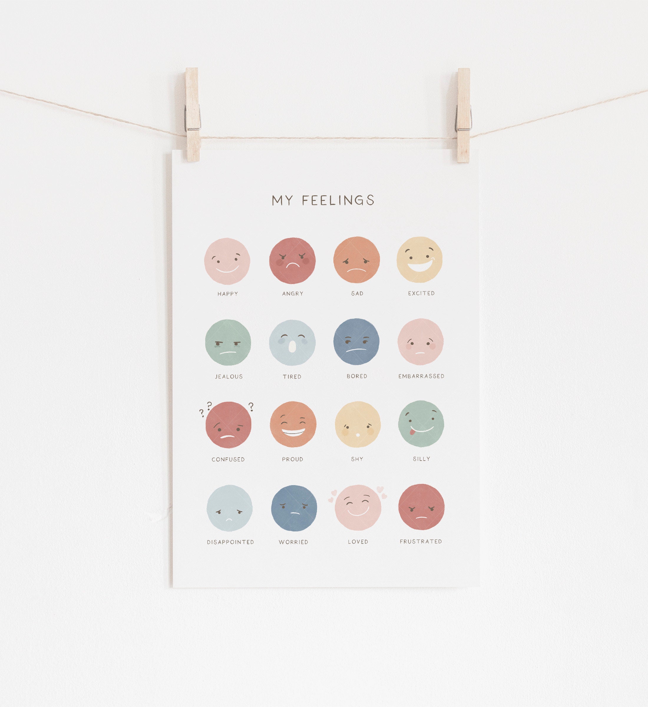 Rainbow Feelings Chart Emotions Print PRINTABLE Wall Art | Etsy