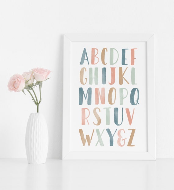 Pastel Alphabet Poster ABC Print PRINTABLE Wall Art | Etsy