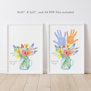 Mother's Day Handprint Art Printable, Colorful Flower Bouquet Hand ...