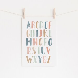 Pastel Alphabet Poster, ABC Print, Printable Educational Wall Art, Kids ...