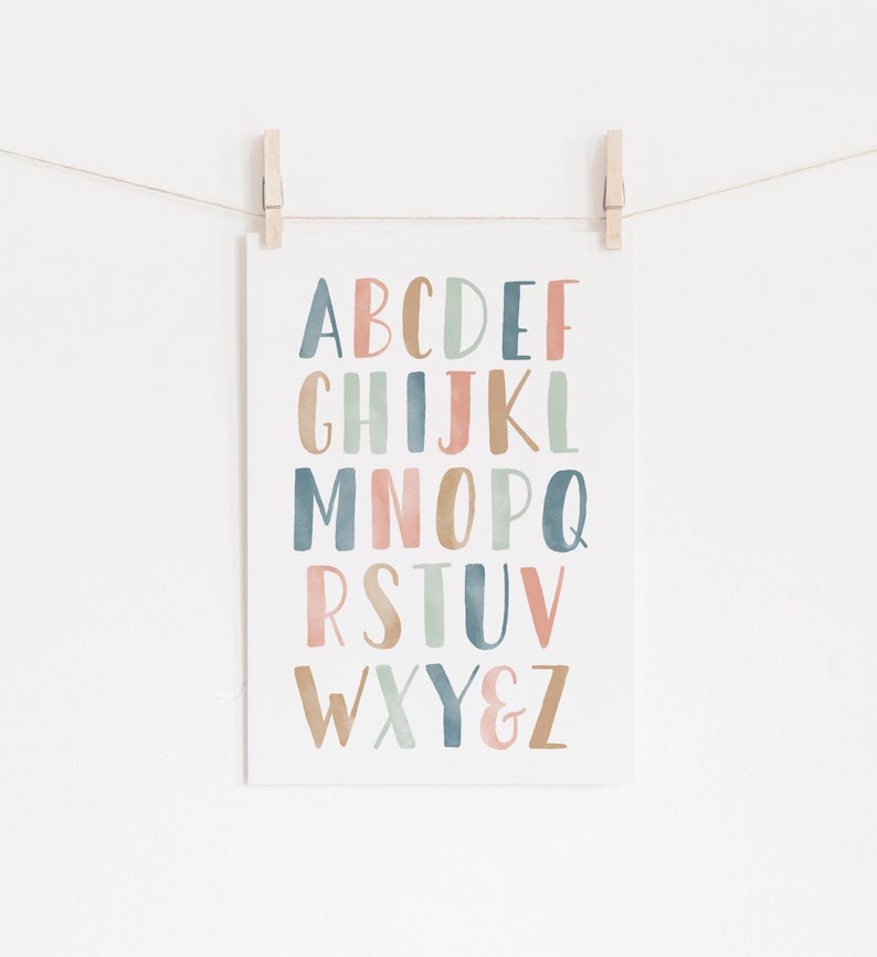 Pastel Alphabet Poster ABC Print PRINTABLE Wall Art | Etsy Australia