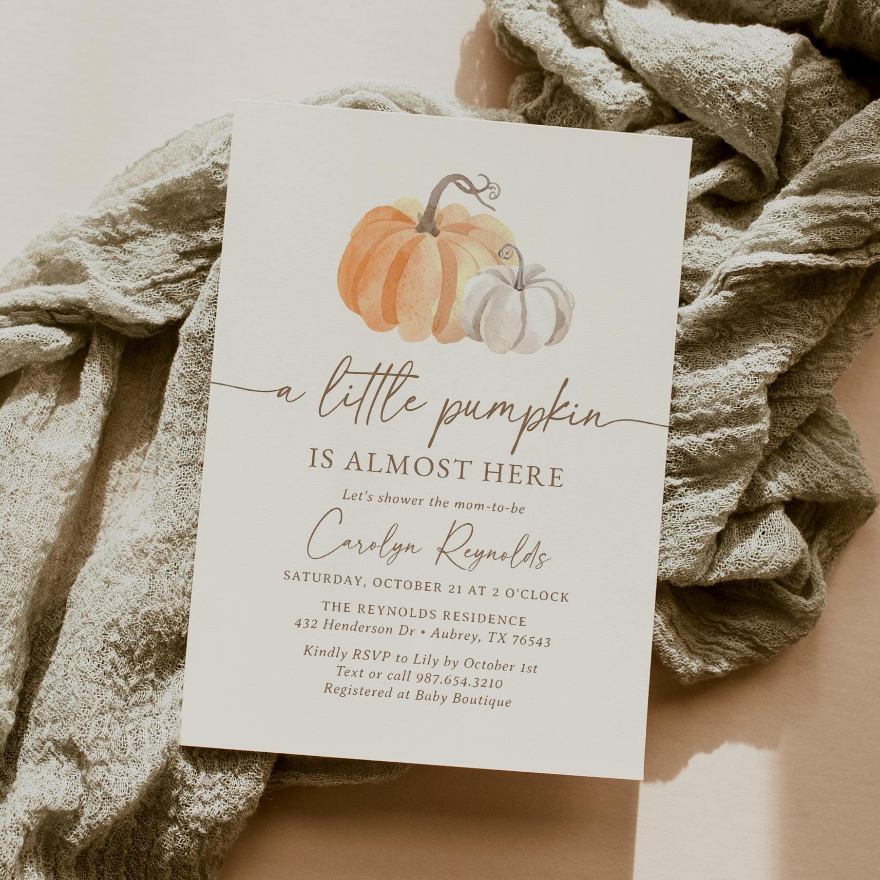 Little Pumpkin Baby Shower Invitation, Fall Baby Shower Invite ...