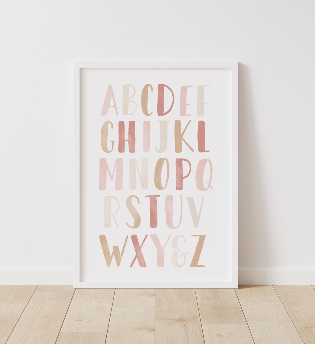 Neutral Alphabet Poster, Pink Alphabet Print, Printable Educational ...