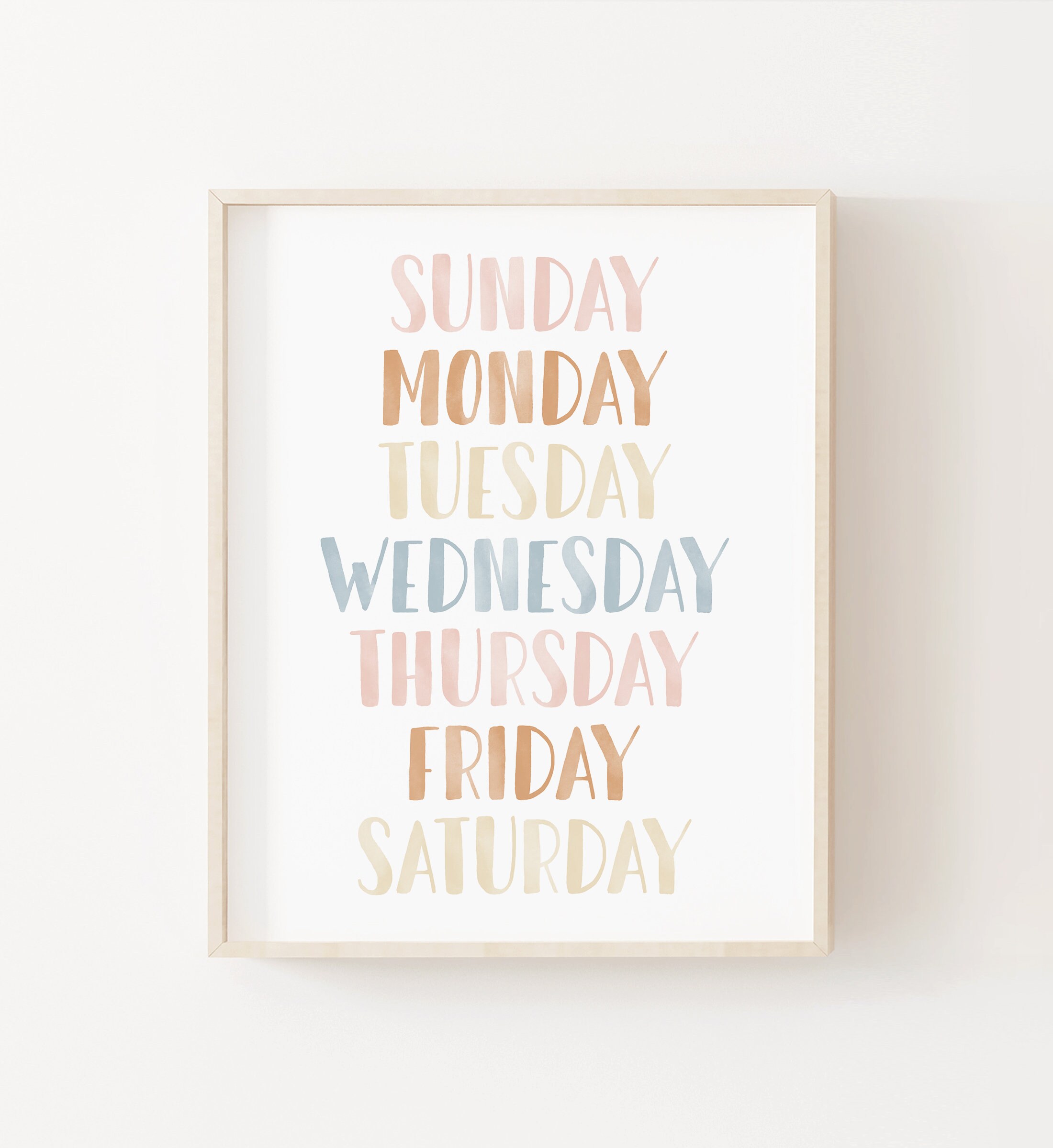 Days of the Week Poster Printable Educational Wall Art Boho - Etsy