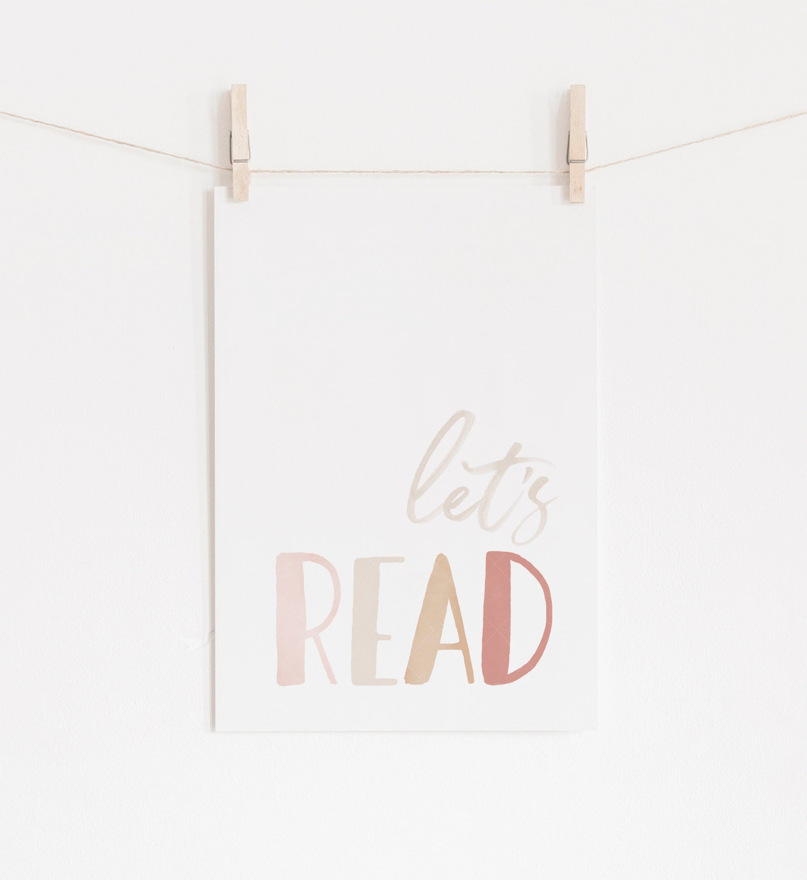 Let's Read Print, PRINTABLE Wall Art, Neutral Nursery Decor, Kids Room ...