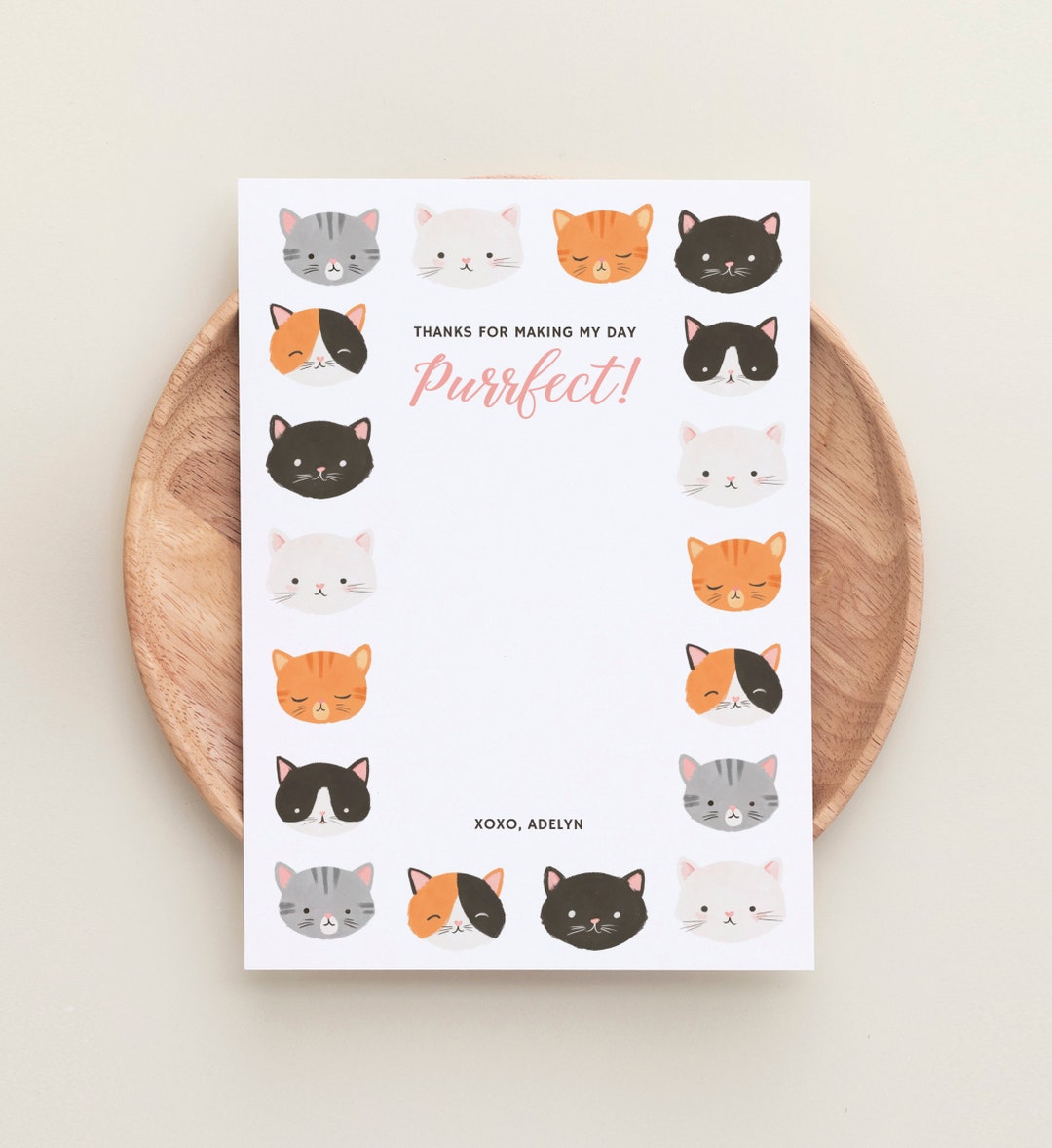Editable Kitten Birthday Thank You Card Template, Printable Kitty Cat ...