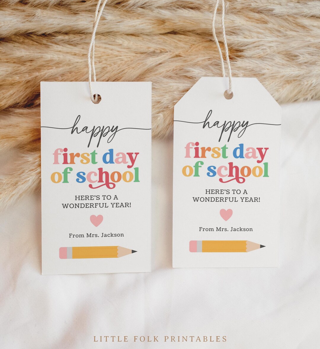 Rainbow First Day of School Tag Template, Printable Back to School Gift ...