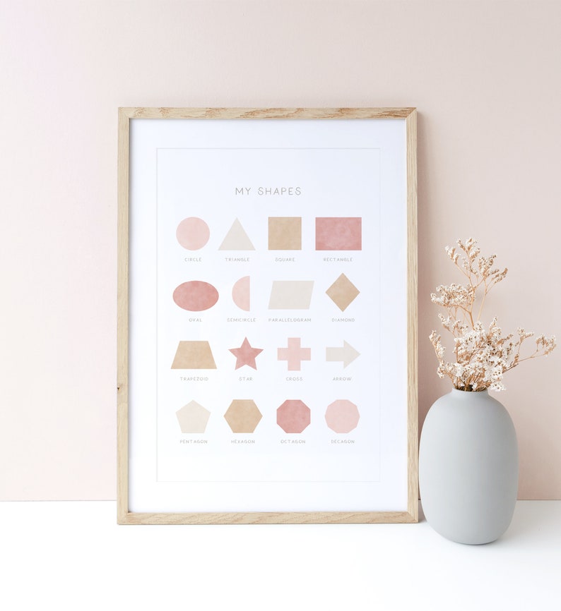 Neutral Shapes Print Printable Educational Wall Art - Etsy