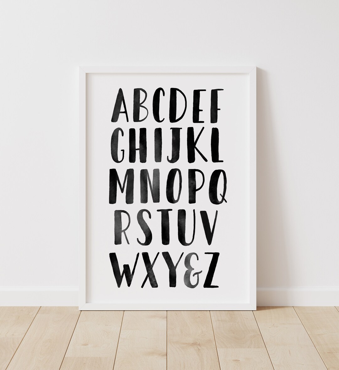 Black Watercolor Alphabet Print, Educational ABC Poster, Printable ...