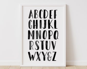 Alphabet Monochrome Printable Wall Art Digital Abc Print - Etsy