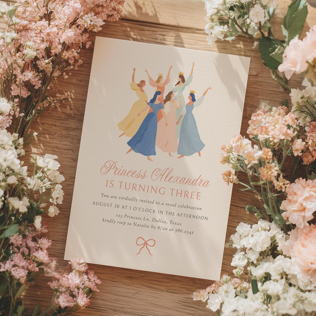 Princess Birthday Party Invitation Template, Princess Dresses Birthday ...