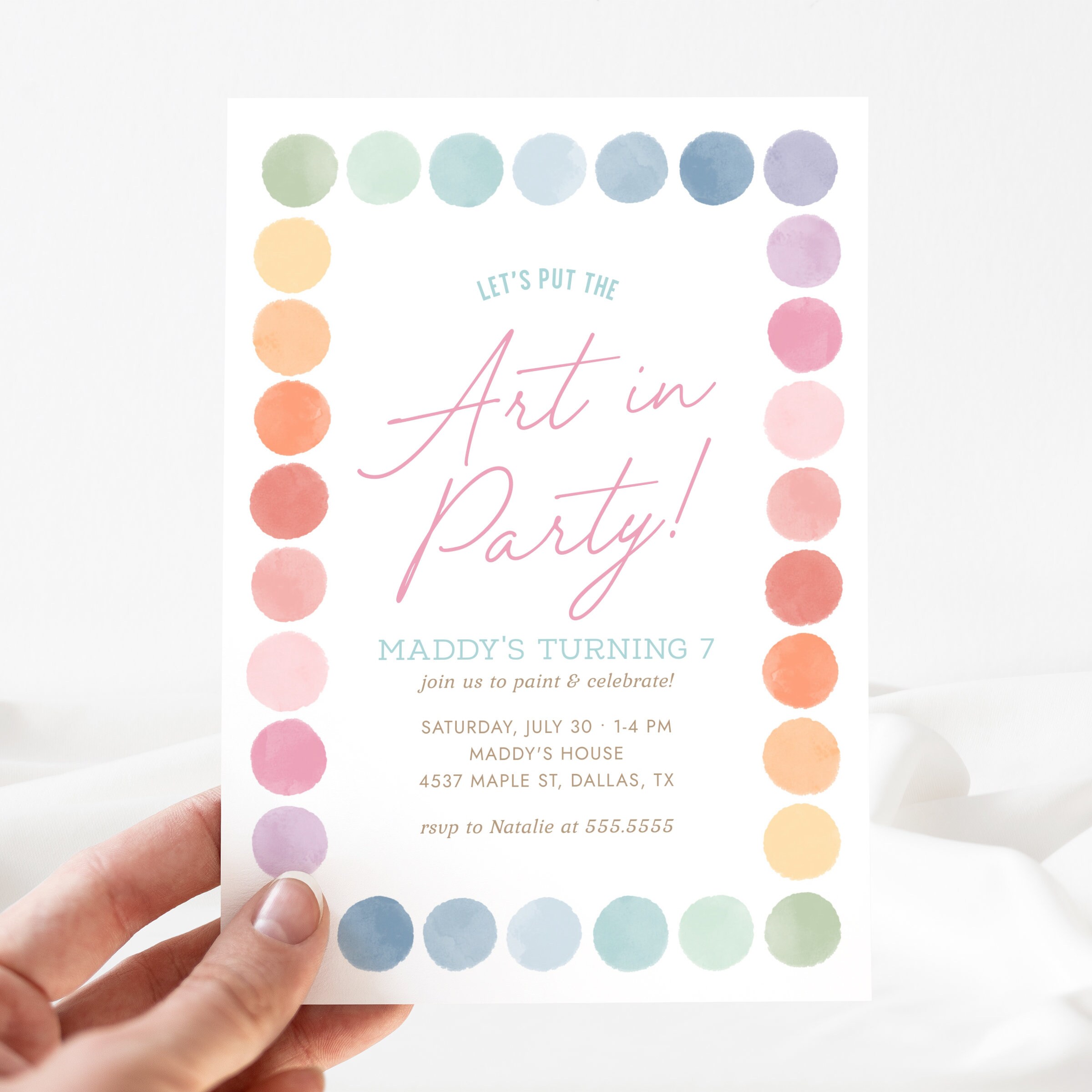 Editable Painting Party Invite, Art Birthday Invitation, Let's Put the ...