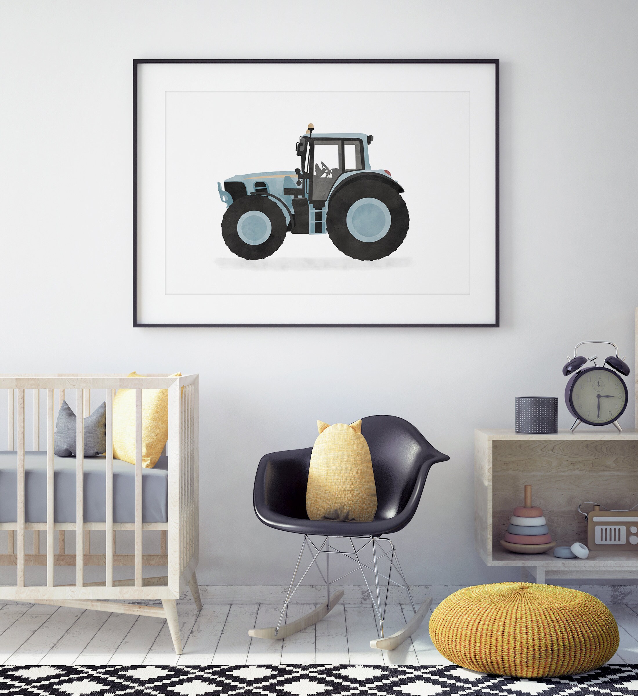 Blue Tractor Print Boy Nursery Decor PRINTABLE Wall Art | Etsy