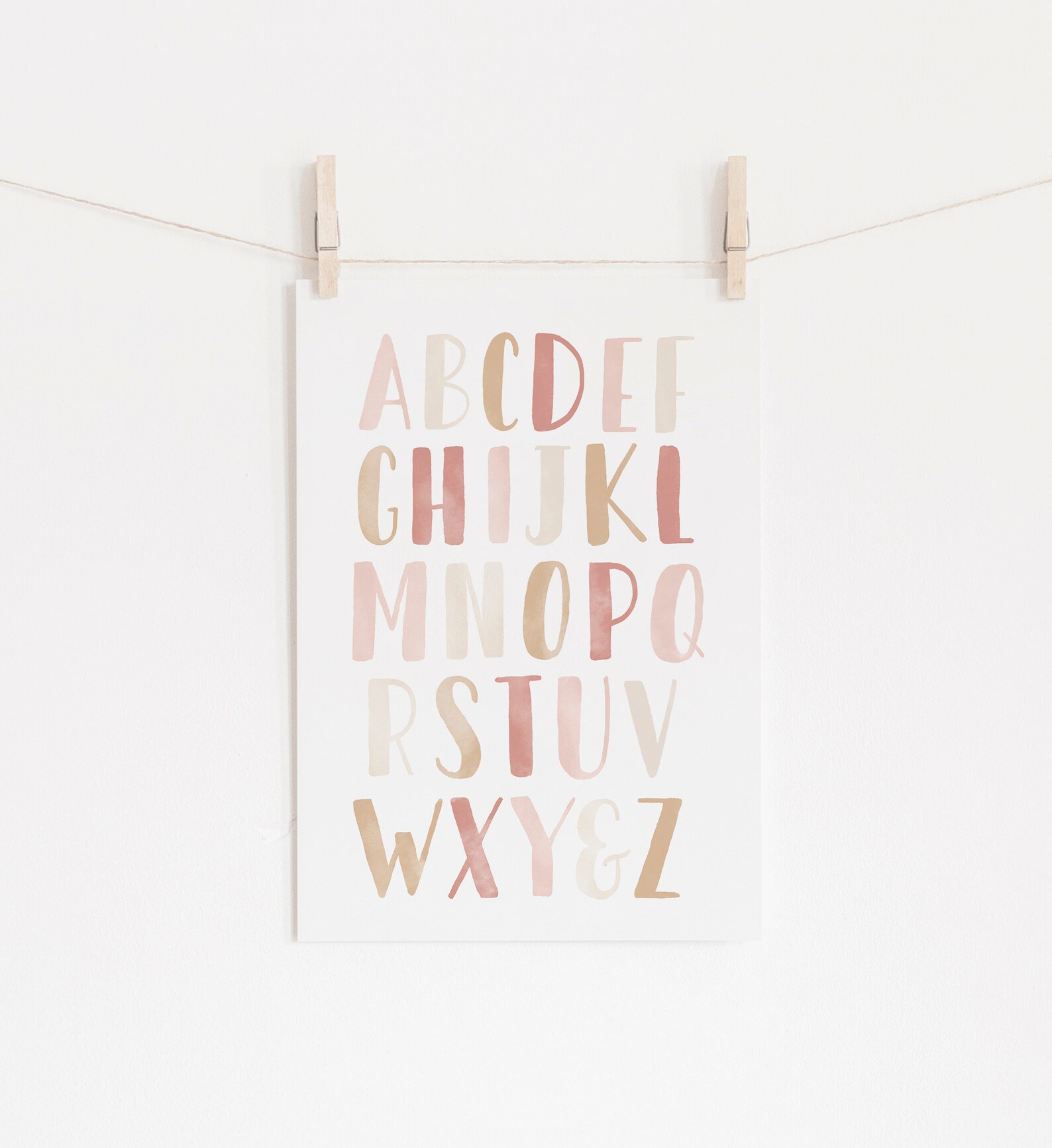 Neutral Alphabet Poster Pink Alphabet Print Printable - Etsy