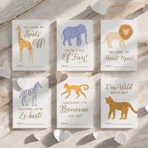 Printable Safari Valentine's Day Cards, Kids Jungle Animals Valentine ...