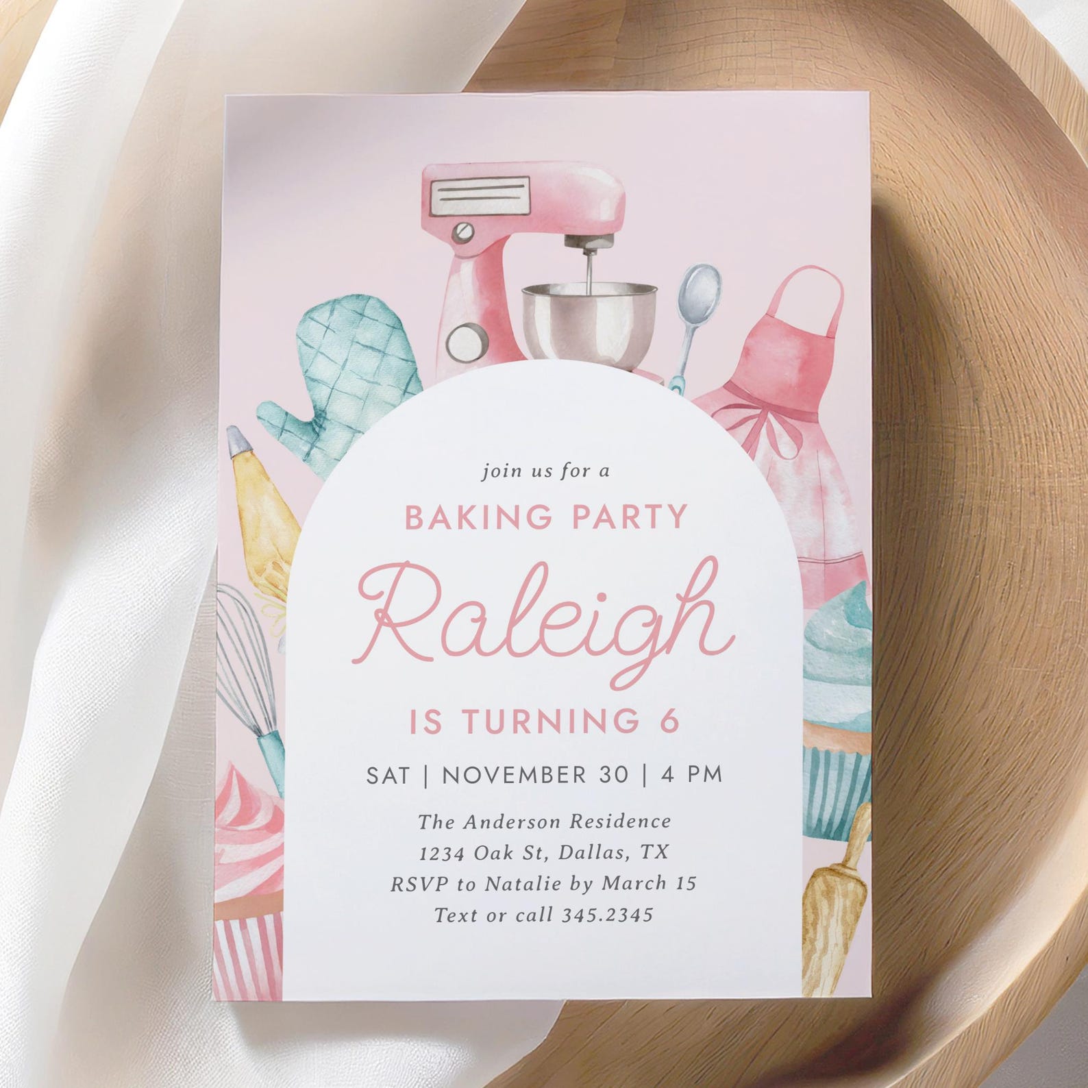 Baking Birthday Party Invitation, Cooking Birthday Invite, Printable ...