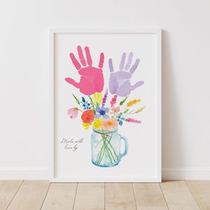 Mother's Day Flower Handprint Art Printable, Colorful Bouquet Hand ...