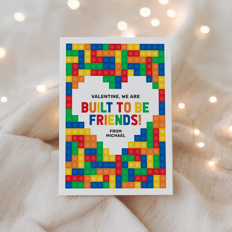 Printable Building Brick Valentine's Day Card, We Are Built to Be ...