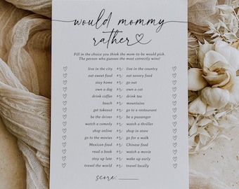 Would Mommy Rather Baby Shower Game, Would She Rather, Baby Shower ...