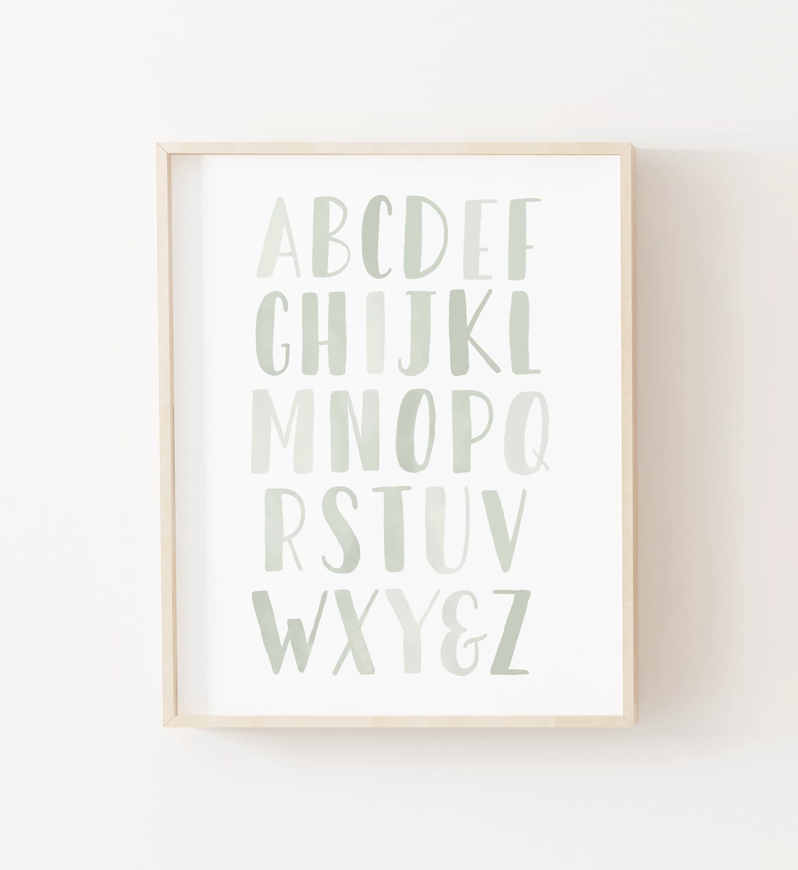Mint Green Alphabet Poster ABC Print Printable Educational - Etsy