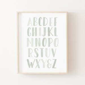 Mint Green Alphabet Poster, ABC Print, Printable Educational Wall Art ...