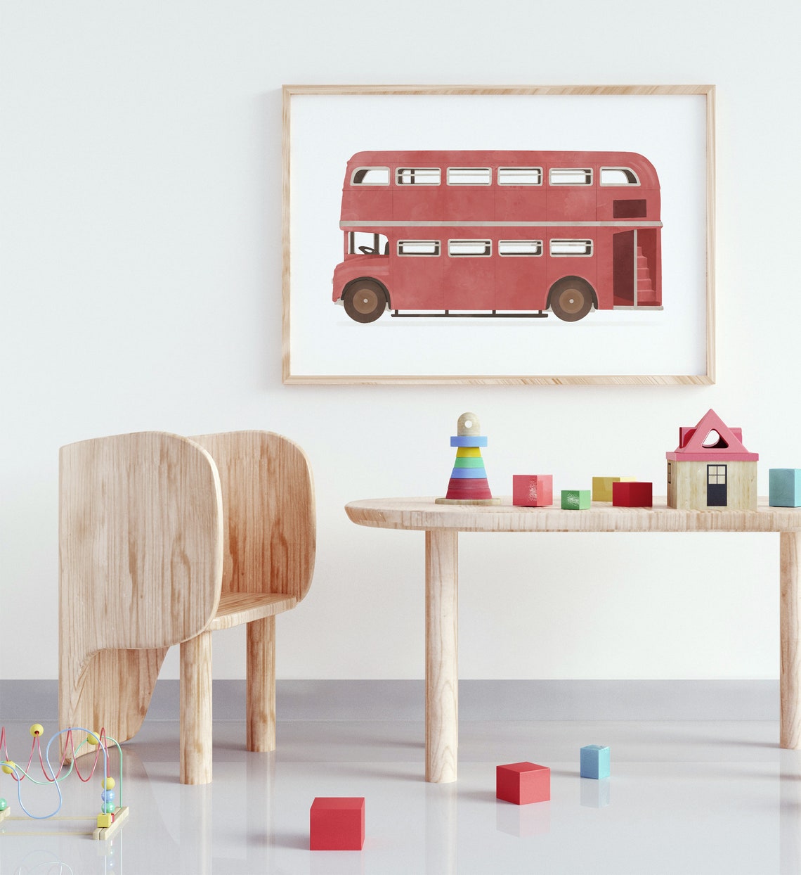 Double Decker Bus Print, Printable Vintage Bus Wall Art, Transportation ...