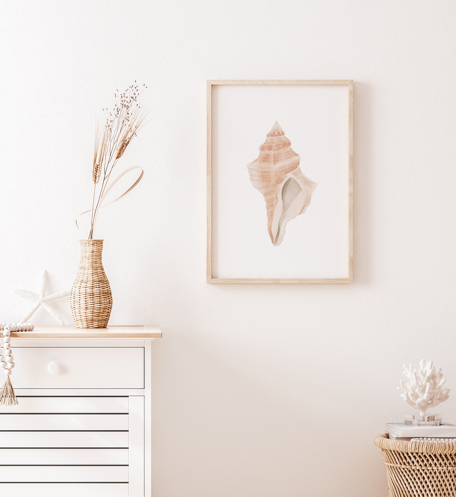 Conch Shell Print Beach Nursery Decor Printable Watercolor - Etsy