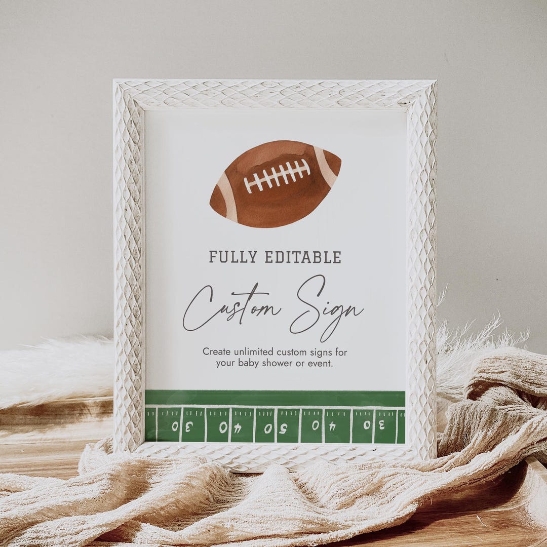 Football Baby Shower Editable Custom Sign, Little All Star Football ...
