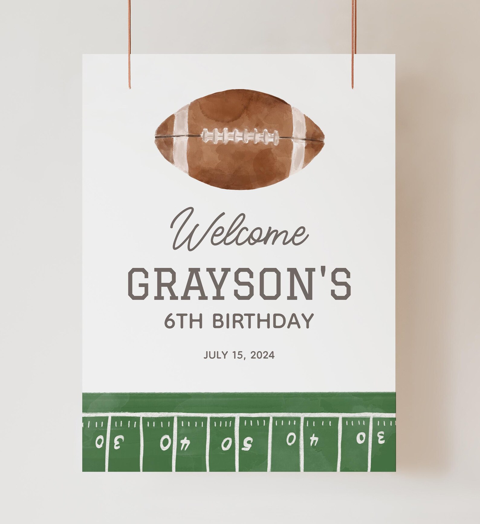 Editable Football Birthday Welcome Sign Template, Printable Football ...