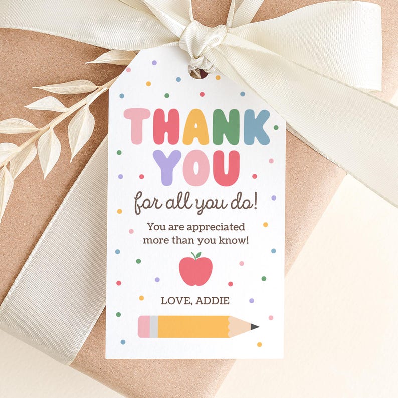 Rainbow Teacher Appreciation Week Tag Template, Editable Teacher Thank ...
