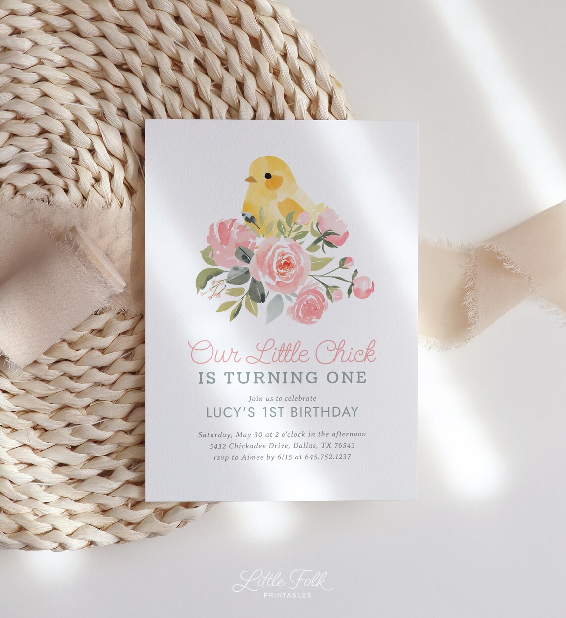Chick 1st Birthday Invitation Template, Our Little Chick is Turning One ...