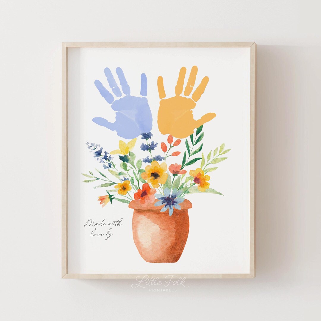 Mother's Day Handprint Art Printable, Flower Bouquet Hand Print Craft ...