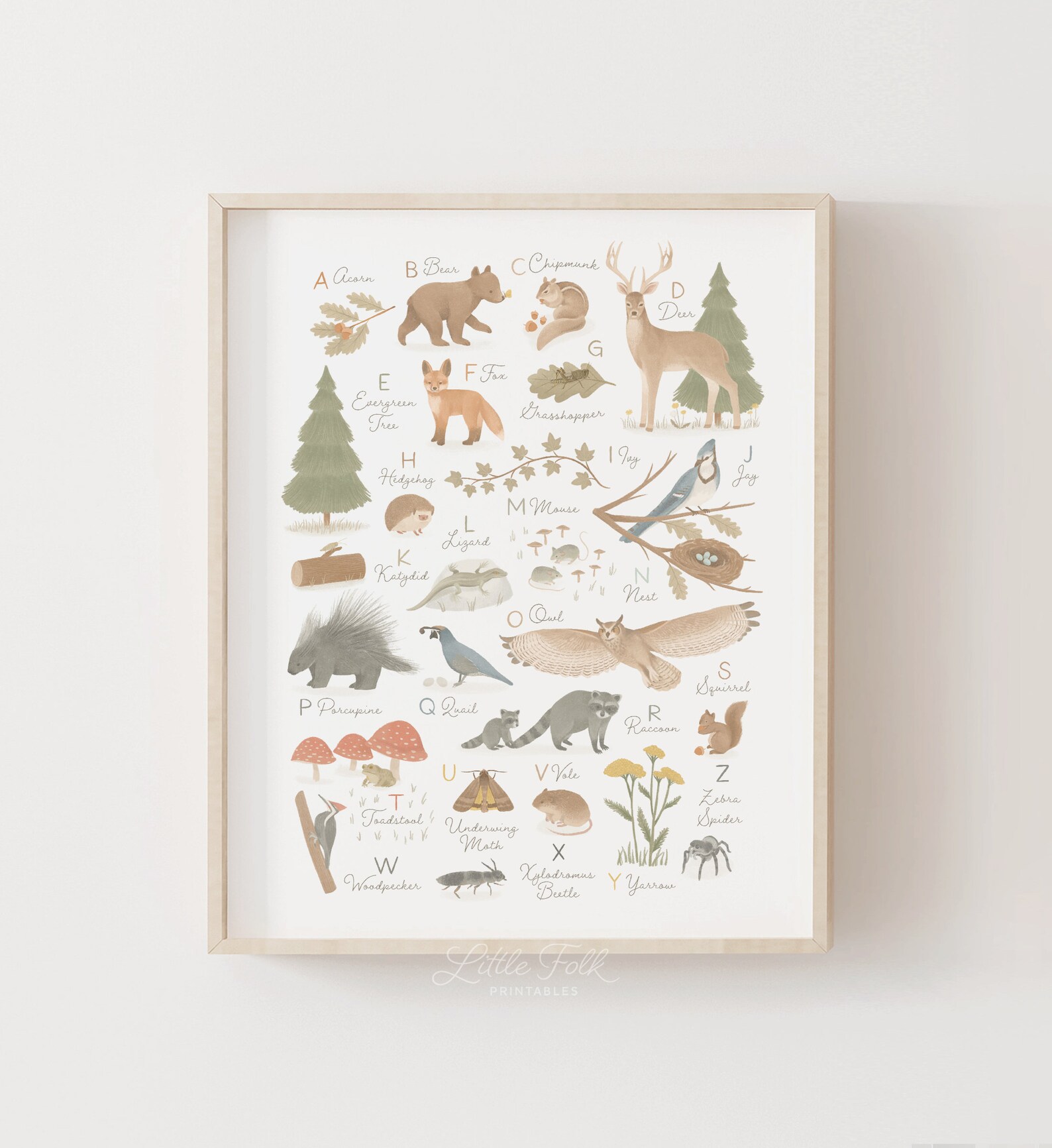 Woodland Alphabet Poster Woodland Alphabet Print Woodland - Etsy