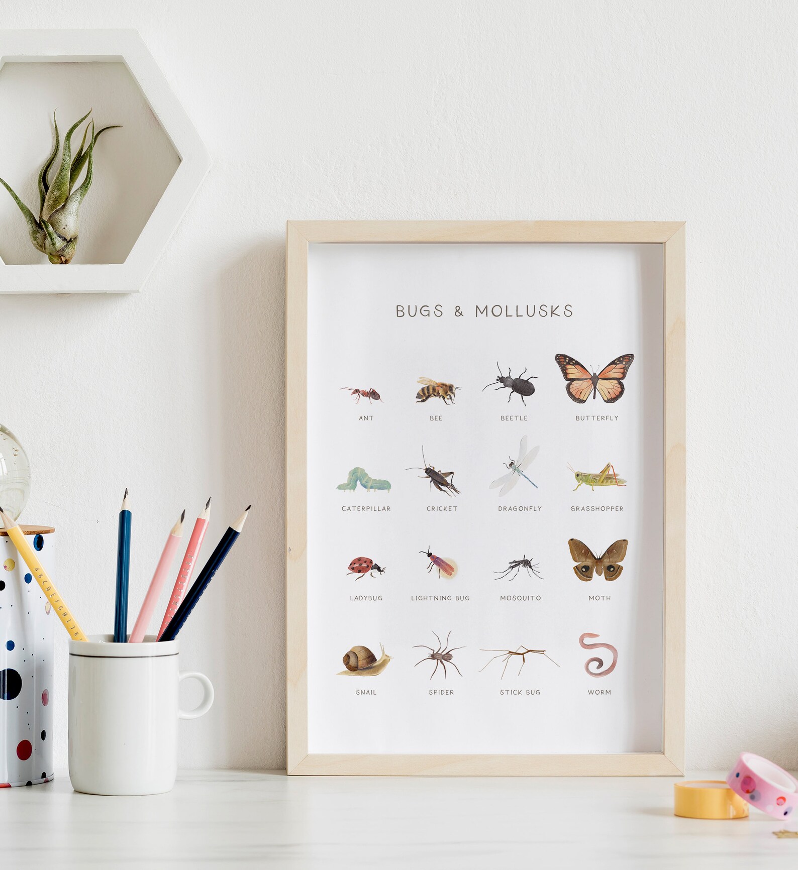 Educational Bugs Poster, Insects Print, Printable Wall Art, Montessori ...