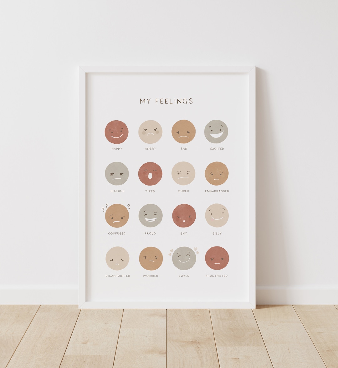 Neutral Feelings Chart, Emotions Print, PRINTABLE Wall Art, Montessori ...