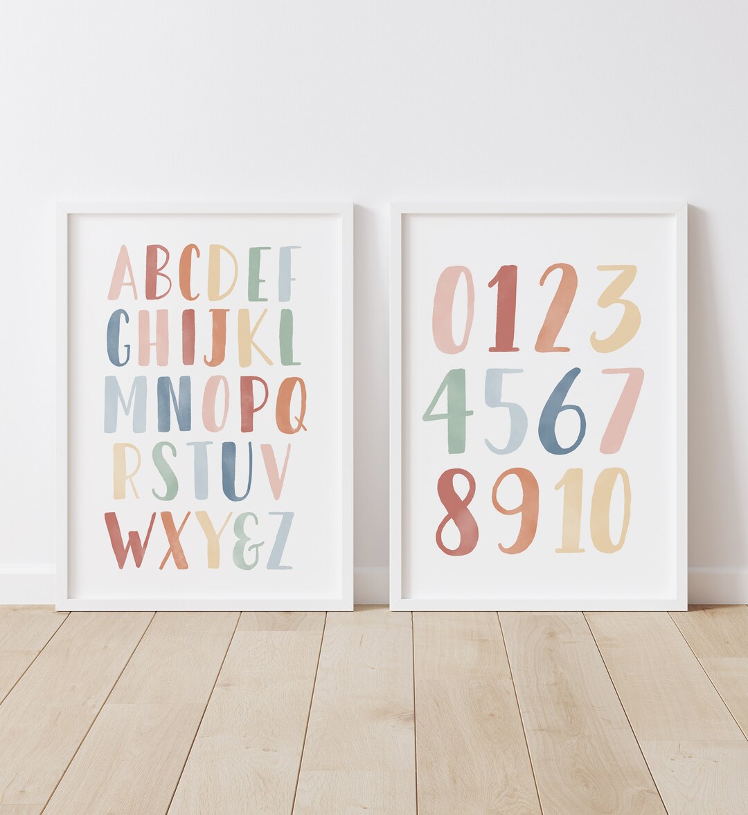 Rainbow Alphabet and Numbers Posters, ABC Print, Printable Educational ...