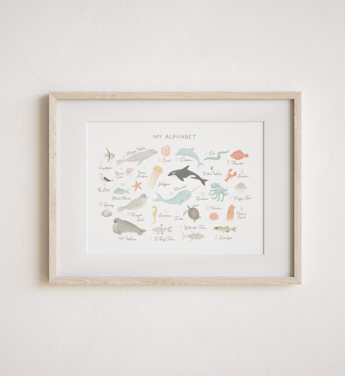 Beach Alphabet Poster, PRINTABLE Animal Alphabet Wall Art, Beach ...