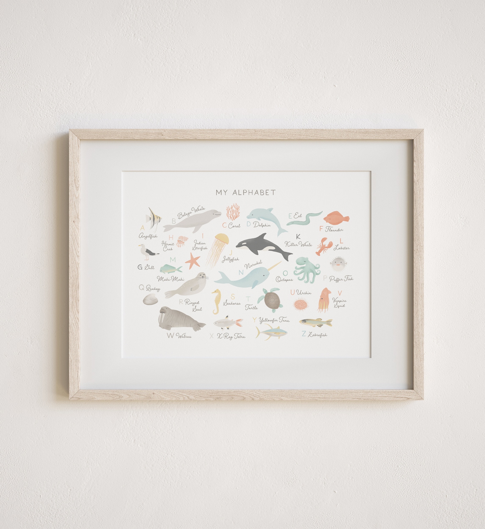 Beach Alphabet Poster, PRINTABLE Animal Alphabet Wall Art, Beach ...