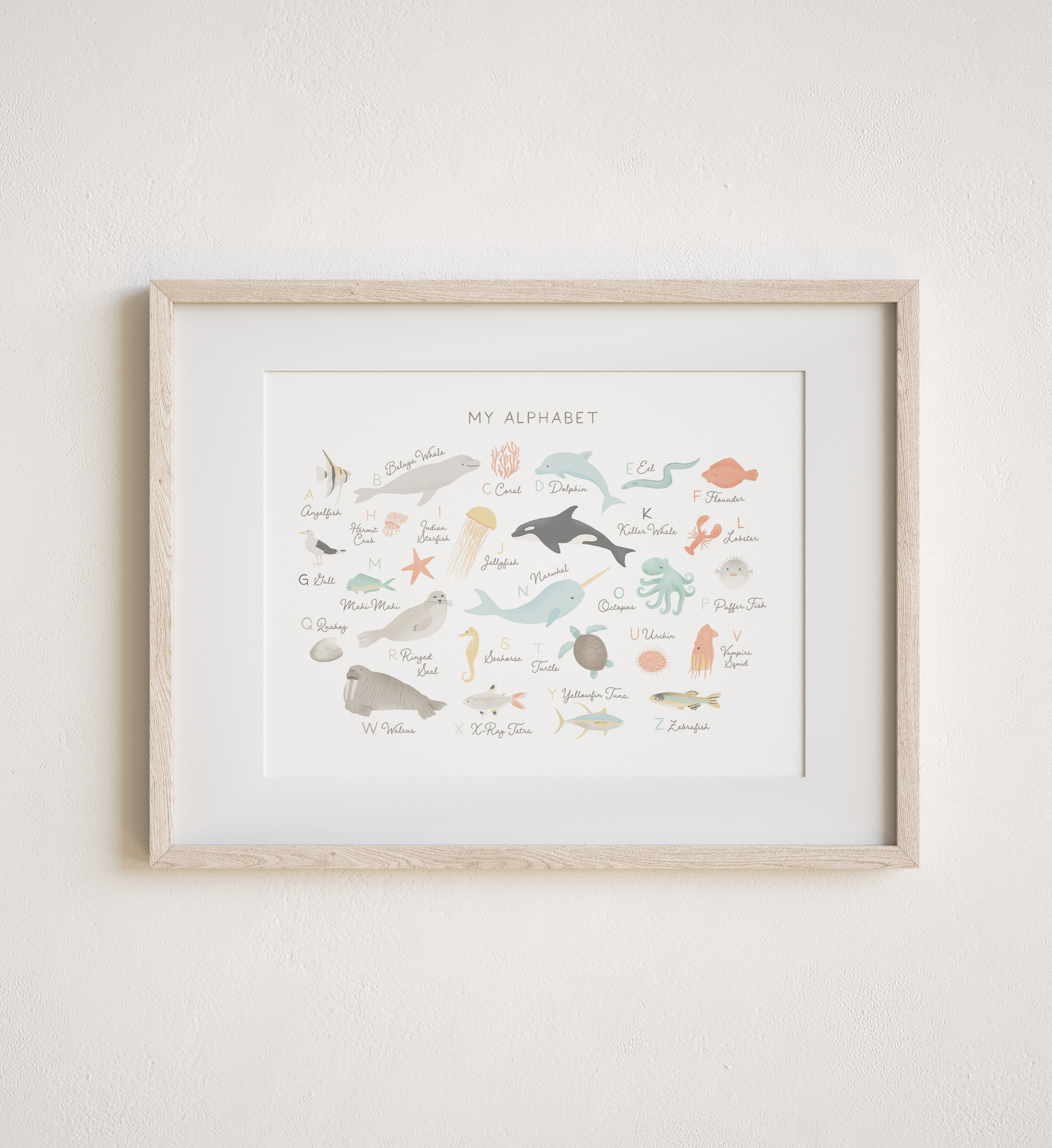 Beach Alphabet Poster, PRINTABLE Animal Alphabet Wall Art, Beach ...