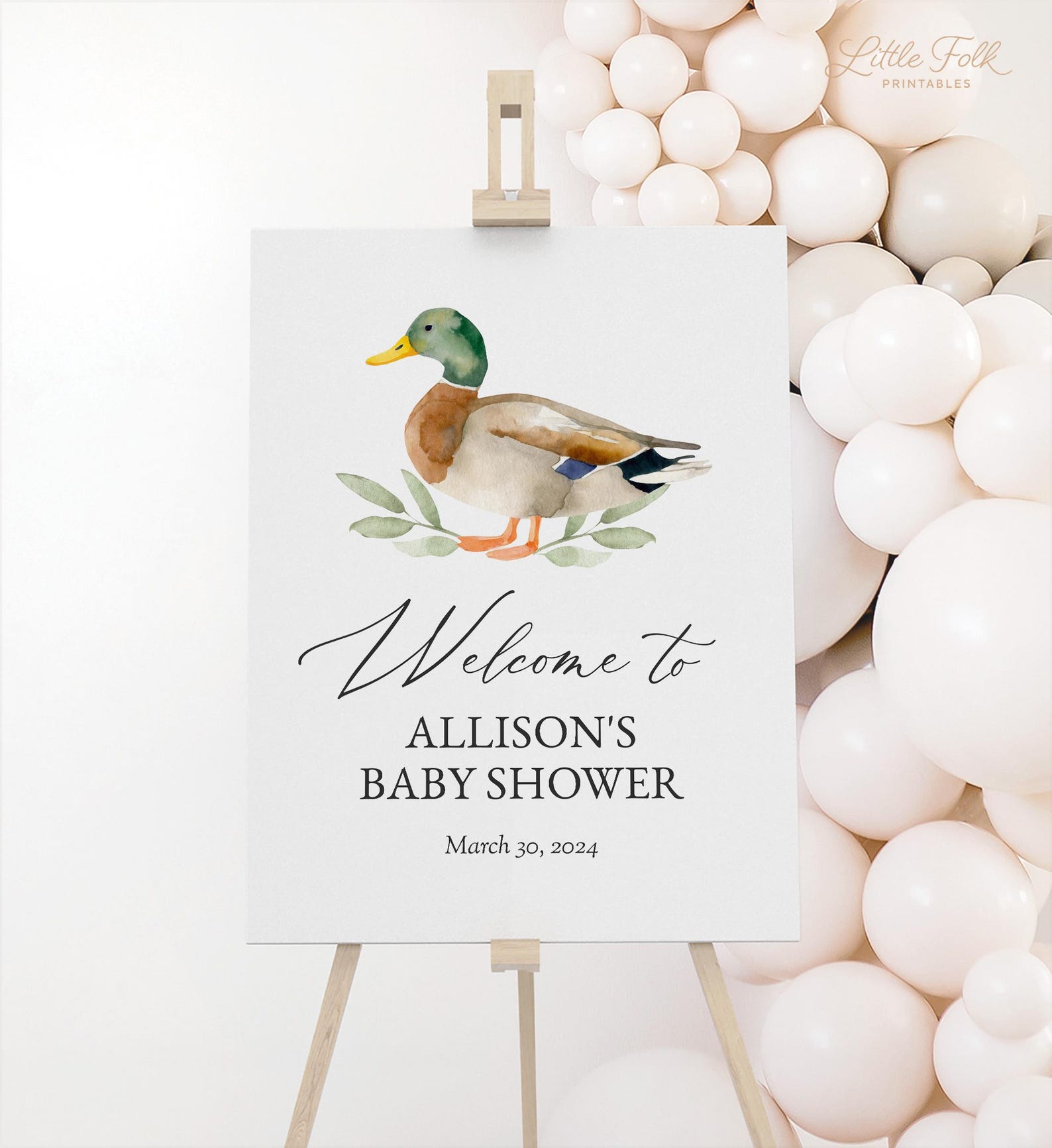 Duck Baby Shower Welcome Sign, Mallard Duck Boy Baby Shower Welcome ...