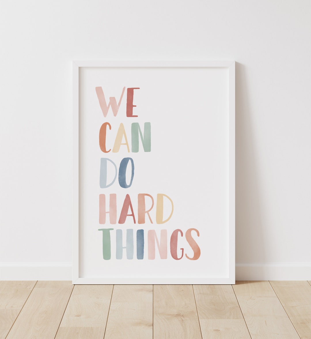 Rainbow We Can Do Hard Things Print, Inspirational Decor for Kids ...