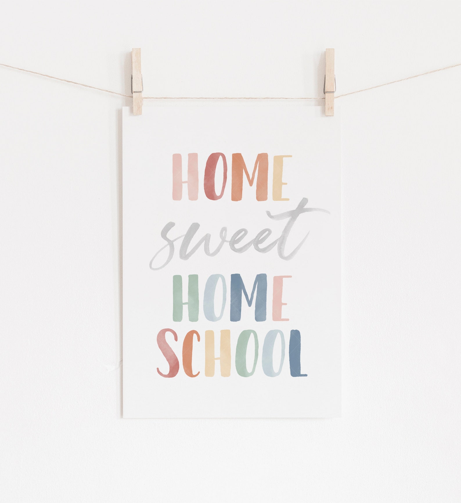 Home Sweet Homeschool Print, Rainbow Homeschool Decor, Printable ...