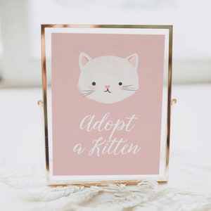 Adopt a Kitten Birthday Party Sign, Printable Kitty Cat Adoption Sign ...